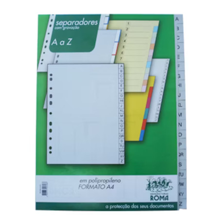 SEPARADORES A4 PLASTICO INDICE A4 (A a Z) 1un